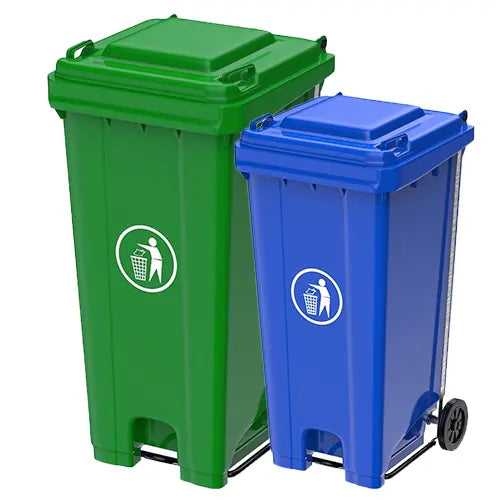 Moonlight Garbage Can with Center Pedal 100L/120L/240L Gray/Blue/Green ...