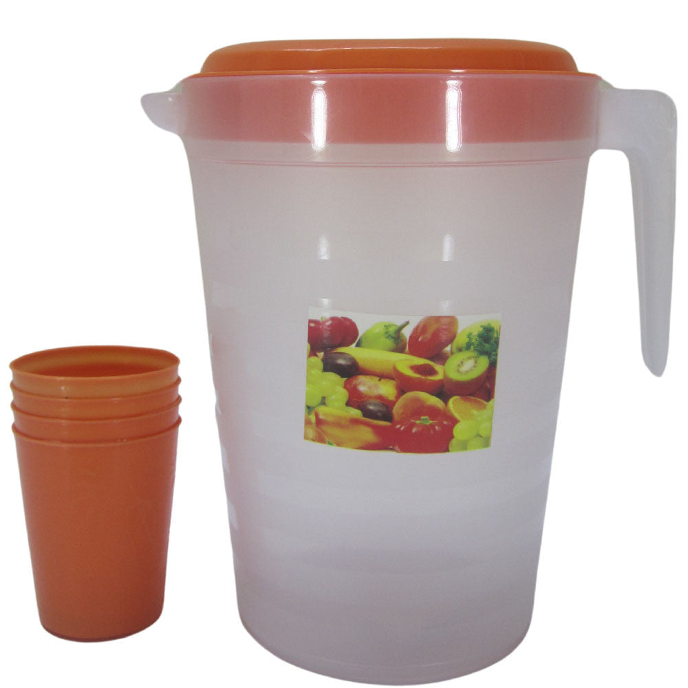 Moonlight Plastic Water Jug with 4 Glass Set, 3000 ML – Califorca ...